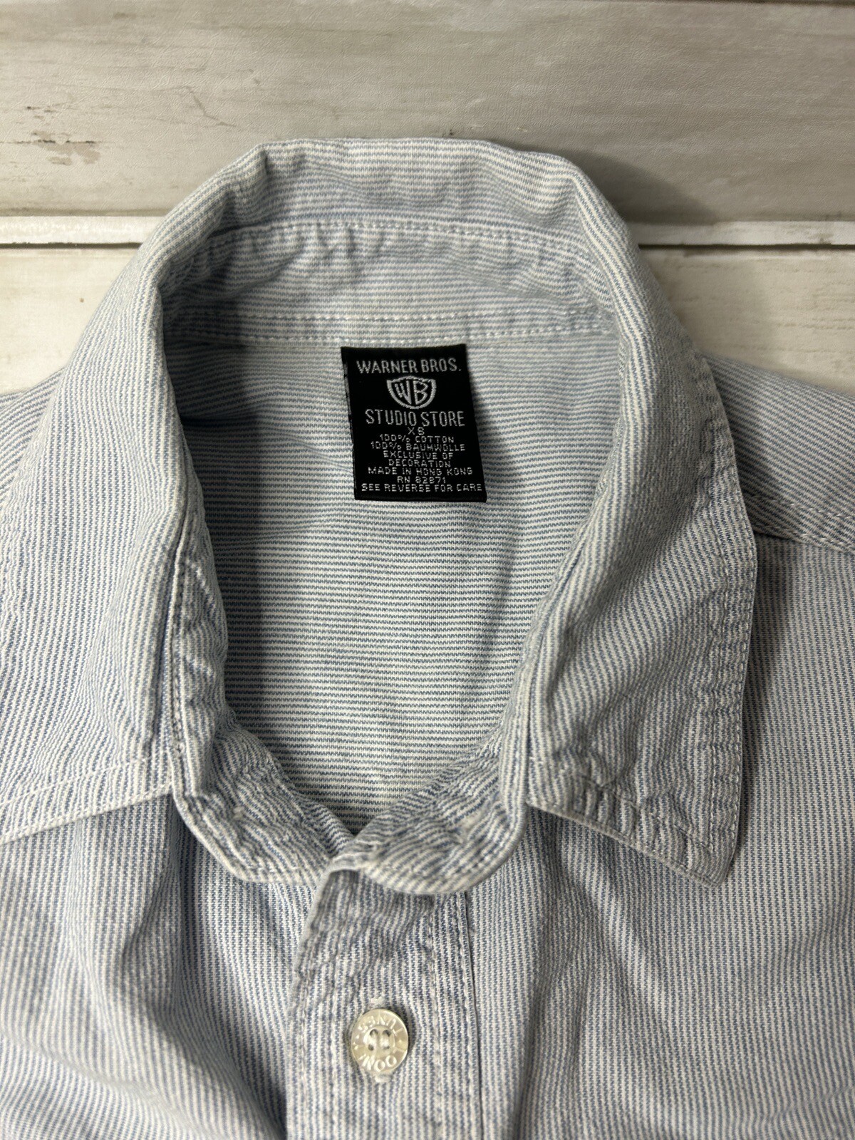Vtg Warner Bros Studio Store Button Shirt XS Denim Lo… - Gem