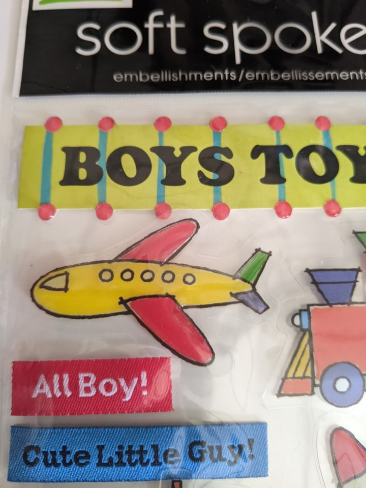 Soft Spoken 7 Pc. Boys Toys embellishment scrapbook Stickers | eBay