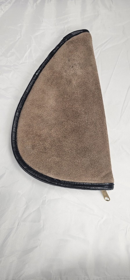 Small Suede Pistol Case Soft Sided Faux Fur Lined Zipper Gun Bag Pouch ...