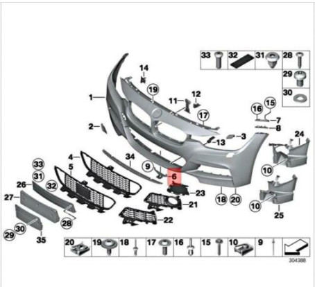 NEW BMW 3 F30 M FRONT BUMPER ACC HOLDER 51118056106 8056106 ORIGINAL | eBay