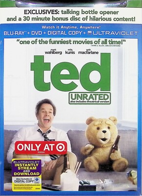 Ted (Blu-ray Disc, 2012 2-Disc Unrated) NEW with bottle opener Bonus ...