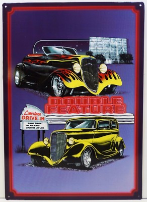 Double Feature Classic Hot Rod Cars Metal Sign | eBay