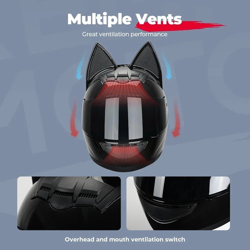 Black Removable Cat Ear Full Face Motorbike Helmet With Free Gift of ...