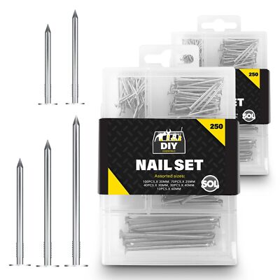 500 Assorted Flat Head Wood Nails Various DIY Carpentry Professional ...