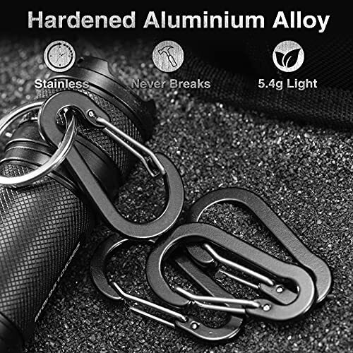 10 PCS Mini Carabiner Clips with Key Rings Aluminum D Shape Locking ...