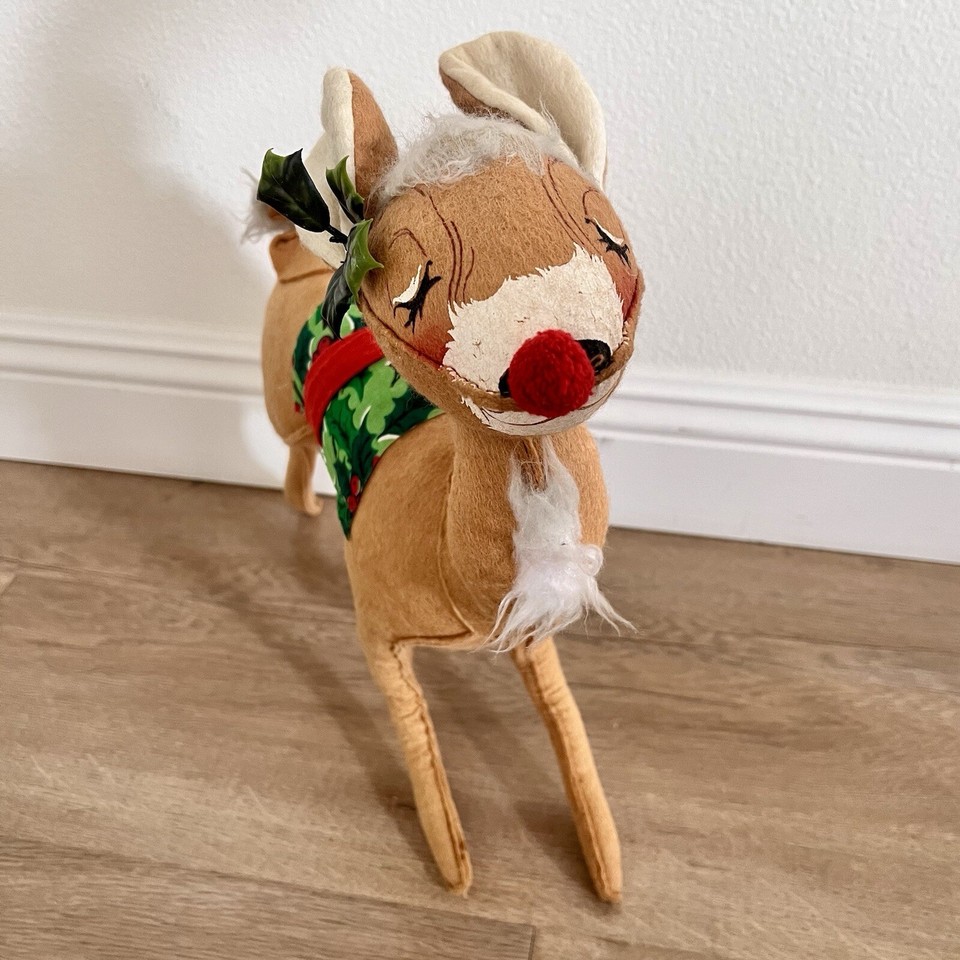 Set Of 2 Tall Annalee Santa Riding Reindeer 1963 & 1965 Figurines ...