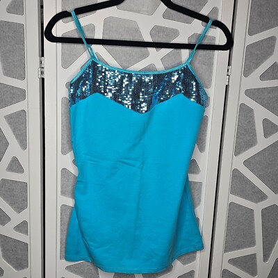 Express Fitted Bra Cami Tank Top Blue Sequins Size Medium | eBay