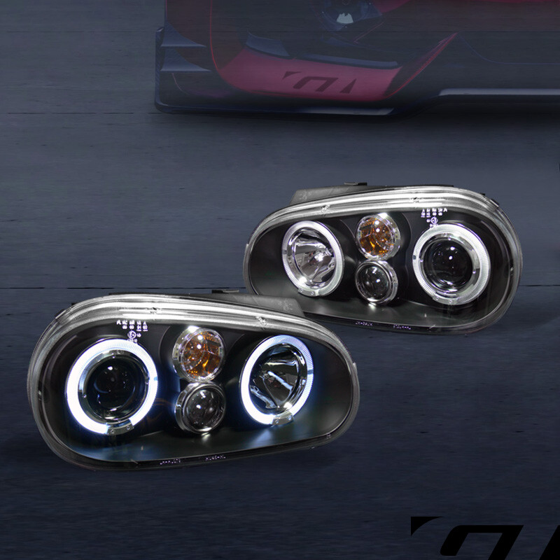 For 1999-2006 VW Golf/Gti MK4 Black Drl Halo Projector Headlights ...