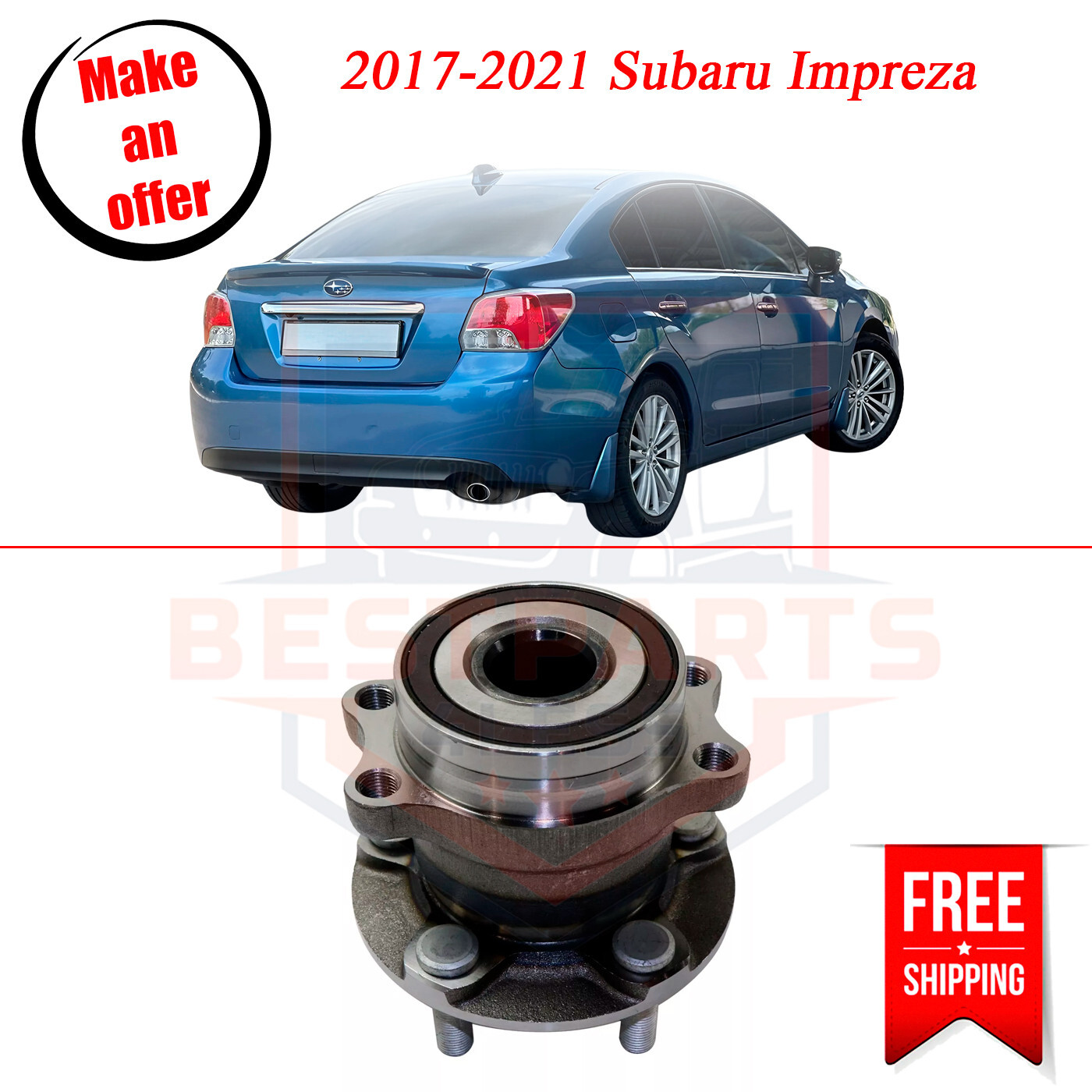 TrueDrive Rear Wheel Hub 5 Lugs for 2017-2021 Subaru Impreza, Crosstrek ...