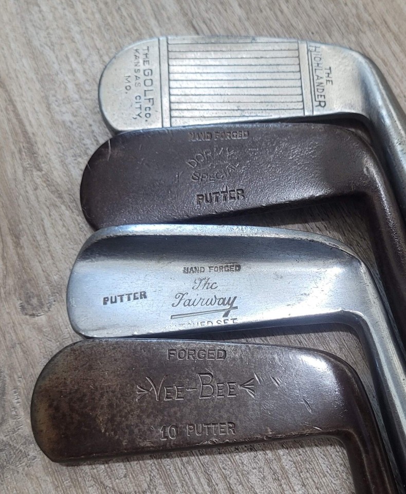 4 Antique Vintage 1920's Hickory Wood Shaft Golf Club Putters Kansas ...