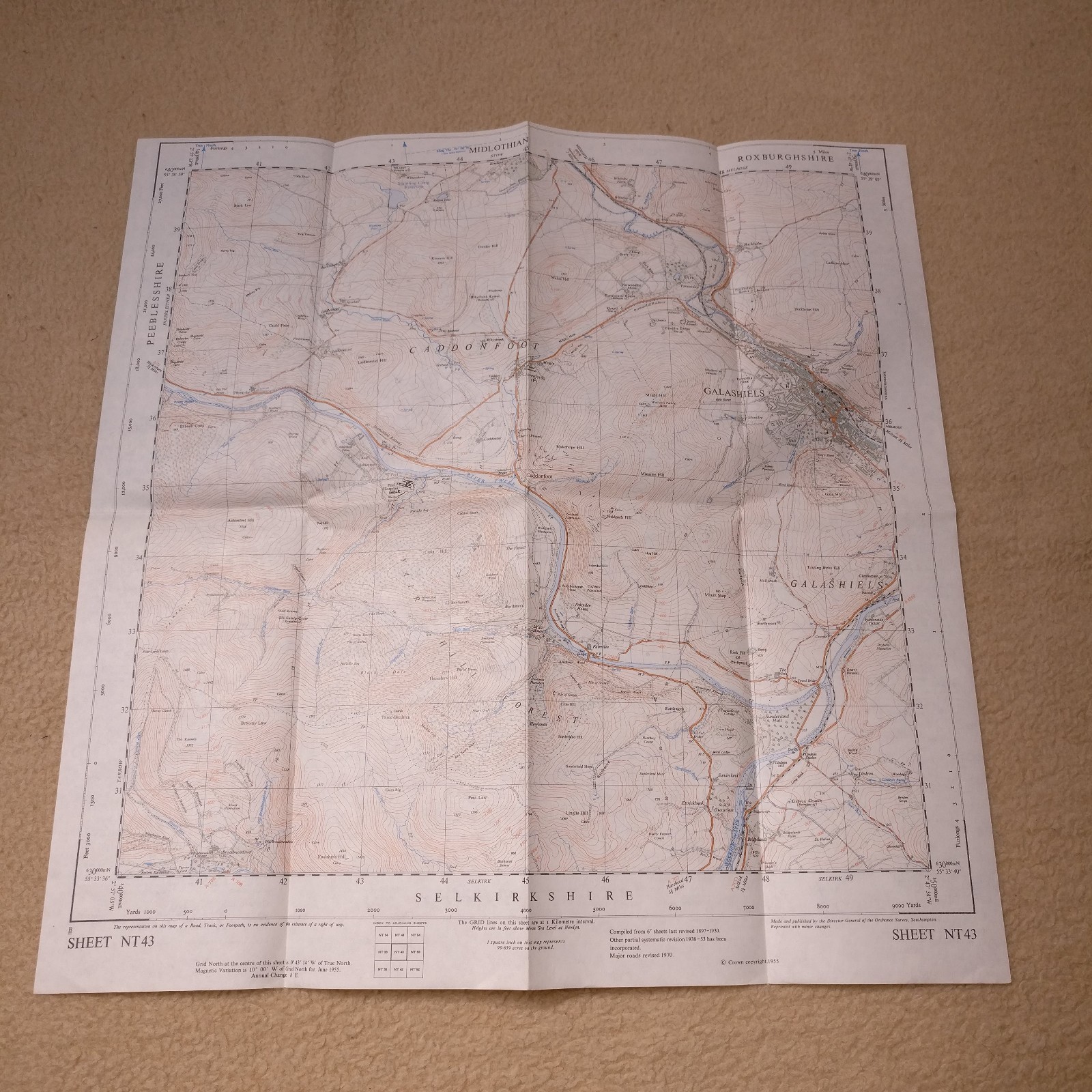 Ordnance Survey 1:25'000 First Series Map of Galashiels (West) Sheet NT ...