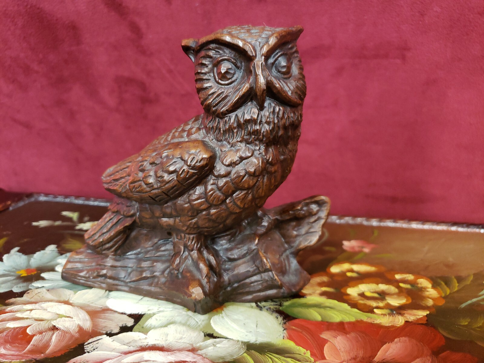 Owl Figurine Red Mill Mfg. Resin Crushed Pecan Shell 4 1/2" Tall ...