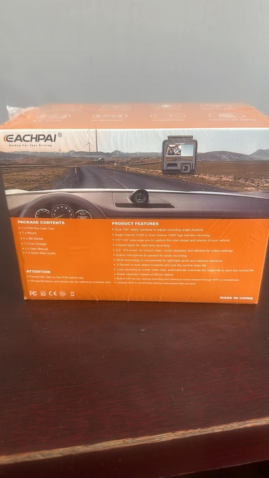 Dash Cam EACHPAI X100 Plus Front and Rear Dual 1080P Super Night Vision ...