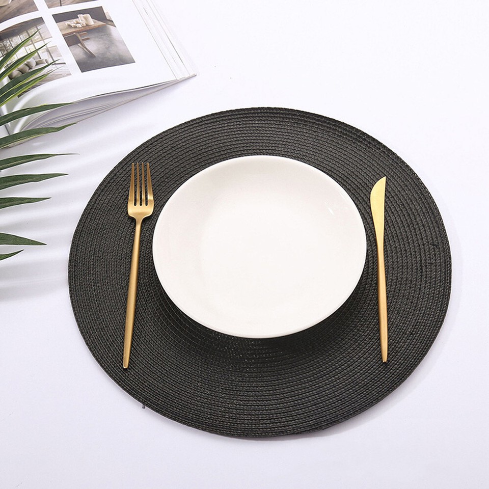 4 Pcs Round Jacquard Weaved Non Slip Placemats Dining Table Place Mats ...