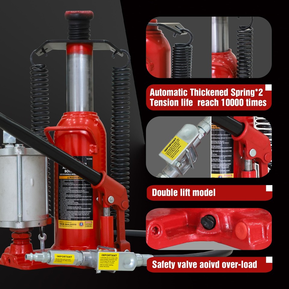 BIG RED 12 Ton Torin Welded Pneumatic Air Hydraulic Car Bottle Jack ...