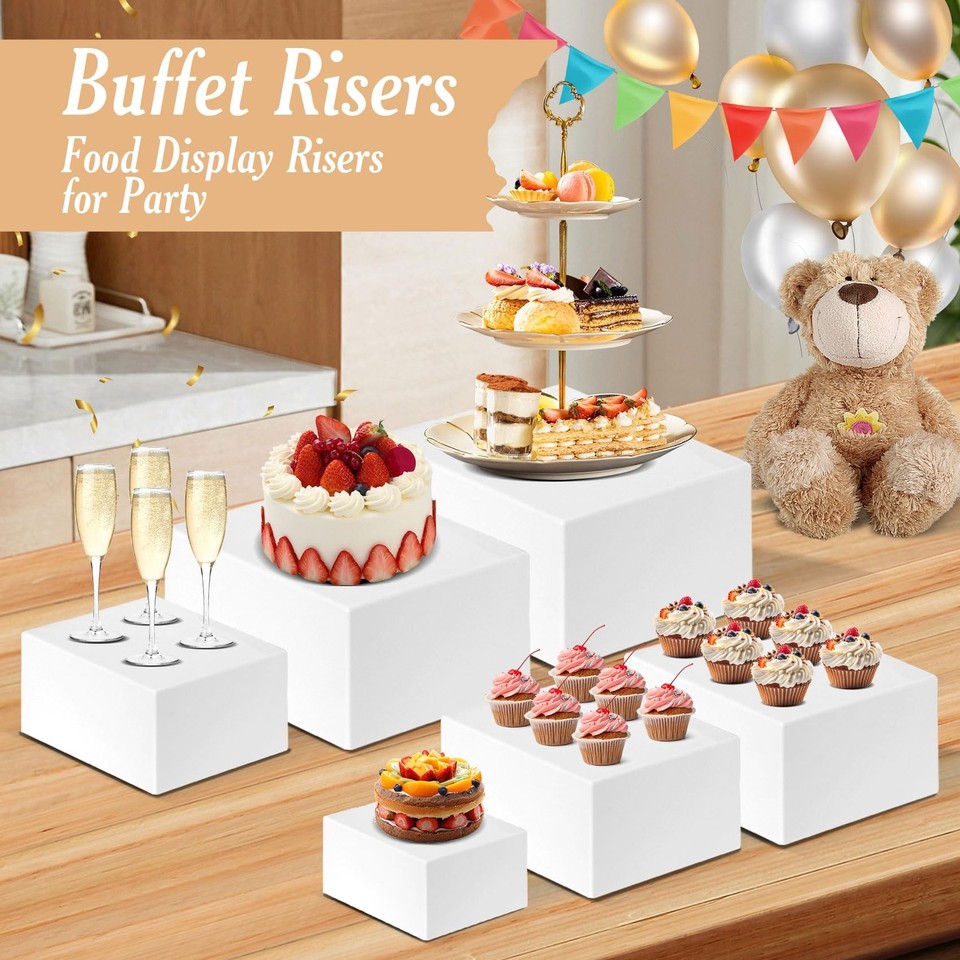 6 PCS Buffet Risers, Large Food Risers for Buffet Table, Food Display ...