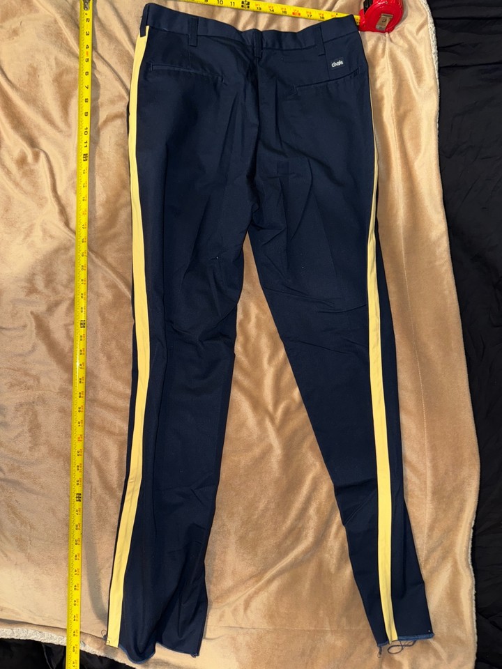 Cintas comfort flex mens uniform work pants 34 x 32 navy blue yellow ...