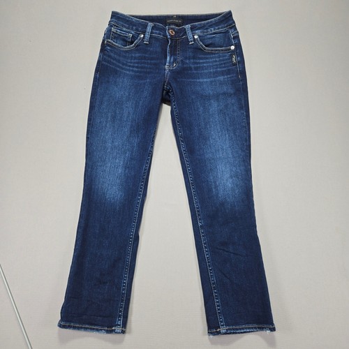 Silver Jeans Suki Capri Women's Dark Wash Denim Jeans W27 L22.5 Frayed ...