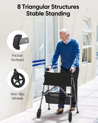 7lbs Rollator Walker Foldable Rolling Walker 330LB Capacity for Senior ...
