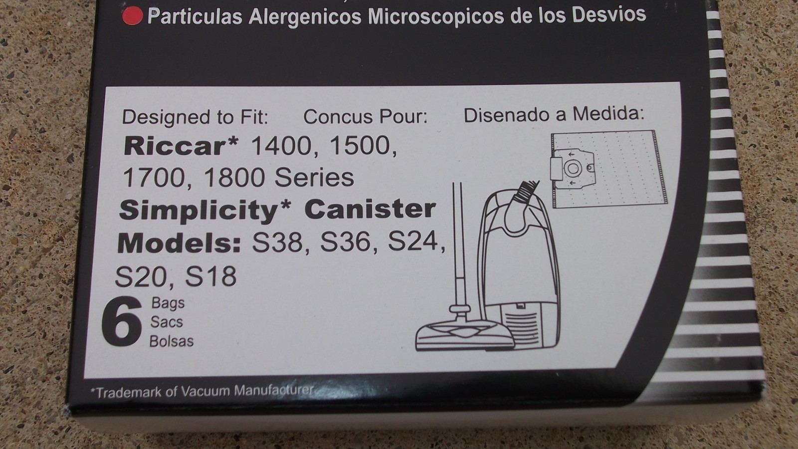 6 HEPA Vacuum Cloth Bags fit Simplicity H Riccar 1400 1500 S38 S36 S24 ...