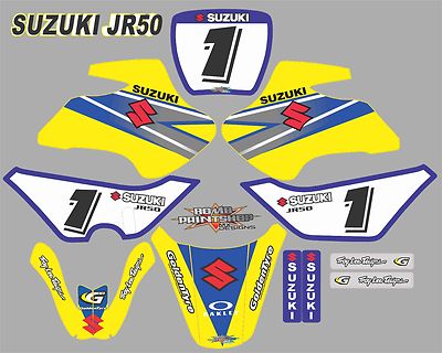 Suzuki JR50 Graphics Decals Full set laminated stickers motocross FREE ...