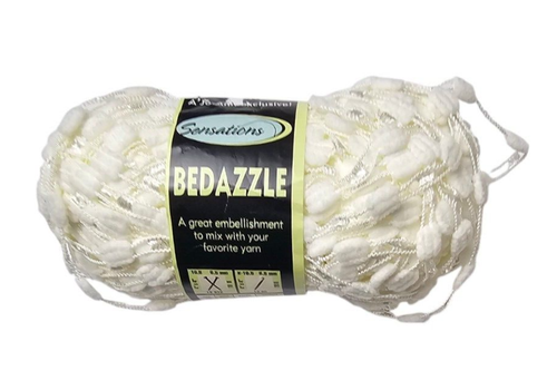 Sensations BEDAZZLE Novelty Nubby Yarn BEDAZZLE WHITE 20yd Ribbon Nylon ...
