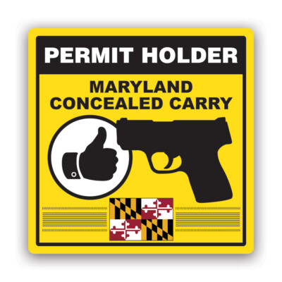 Maryland Concealed Carry Permit Holder Sticker Decal - Weatherproof ...