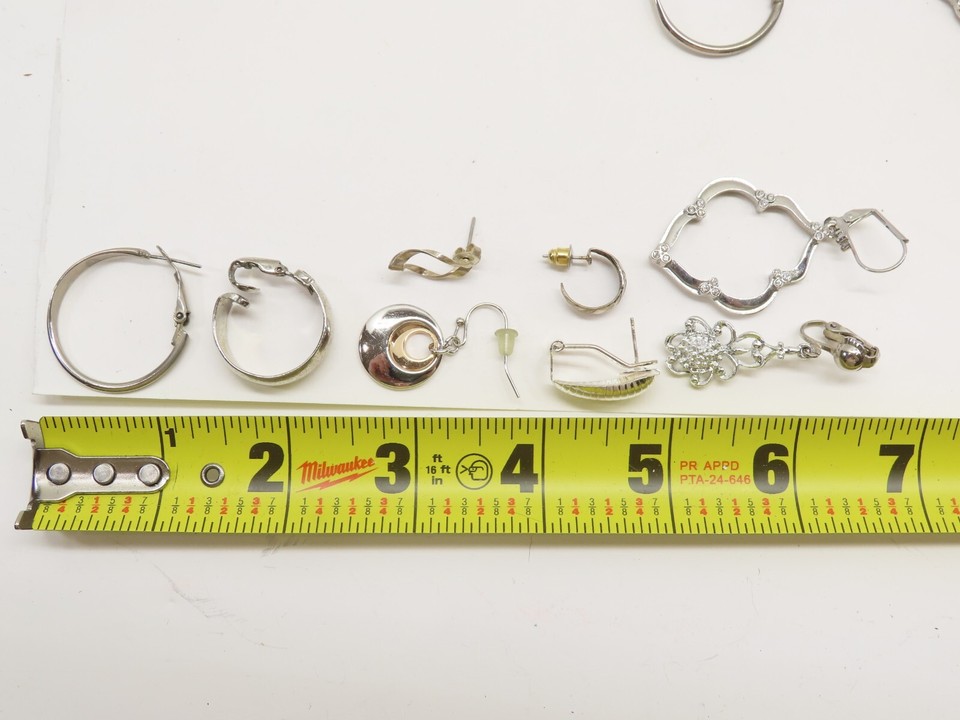 Vintage Pierced Clip Earrings Lot Silver Tone Hoop Dangle + D2537 | eBay