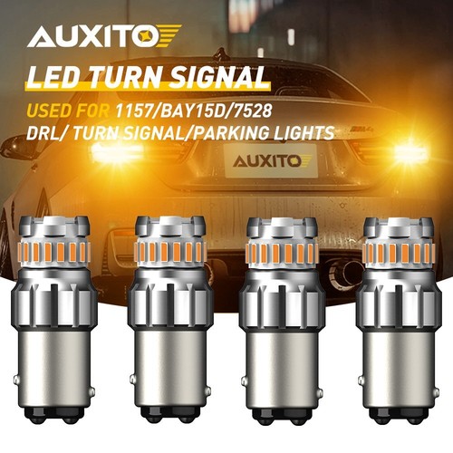 4x 4800LM Yellow Amber Projector LED Bulb 1157 For Parking Turn Signal ...