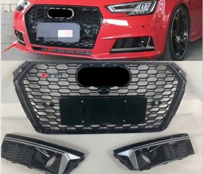 Front Honeycomb Grill Grille+Fog grill For 2017 2018 2019 Audi A4 S4 ...