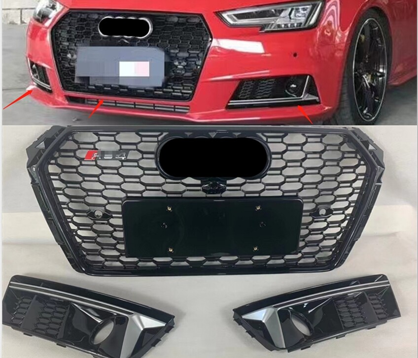 Front Honeycomb Grill Grille+Fog grill For 2017 2018 2019 Audi A4 S4 ...