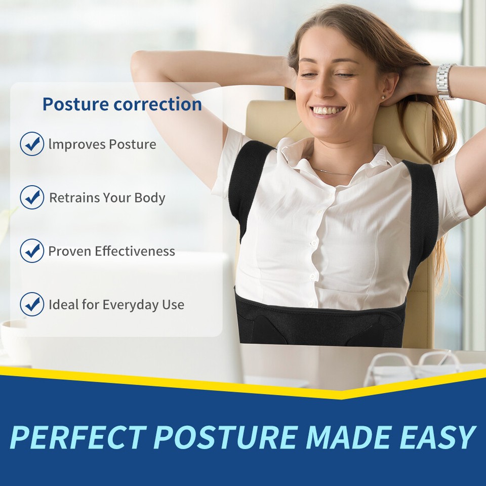 Posture Corrector Lumbar Shoulder Low Back Support Brace Belt For Women Men | eBay