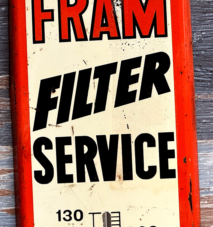 Vintage Metal Fram Filter Thermometer Sign Oil Gas cool Graphics 39 ...