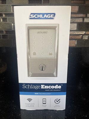 Schlage BE489WBVCEN619 Encode SATIN NICKEL Metal Wifi Deadbolt ...