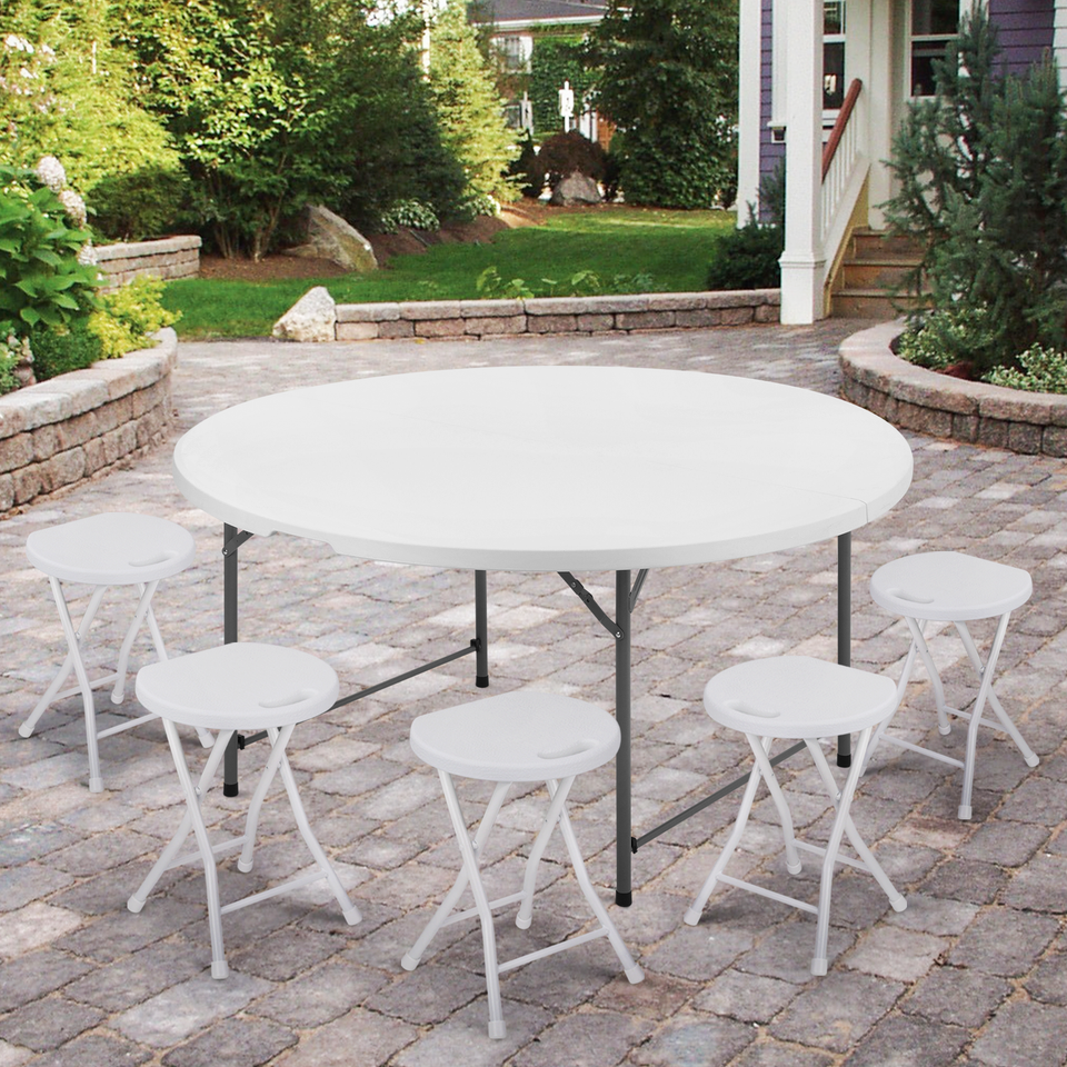 10 Pack White[5 FT FOLDING ROUND TABLE]Party Portable Camping Picnic ...