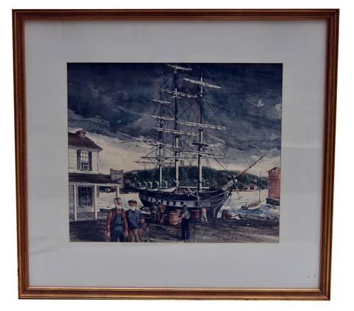 20" Vintage Print Gilbert Foote Old Whaler Spouter Tavern Mystic ...