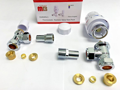 THERMOSTATIC RADIATOR VALVE TRV & L/SHIELD TWIN PACK AND 10mm/8mm ...