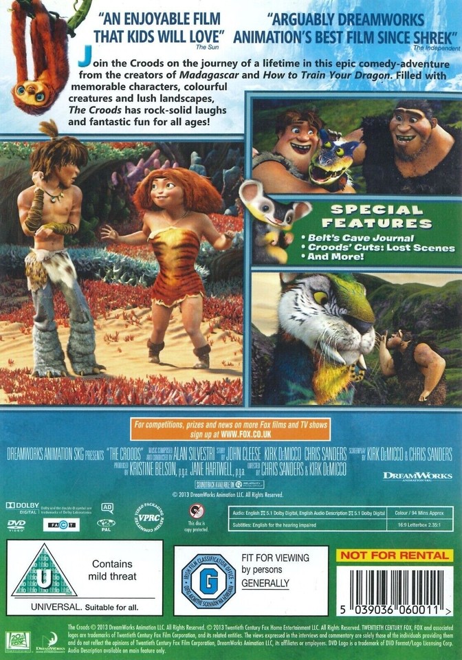 The Croods (2013) DVD, Nicolas Cage, Ryan Reynolds, Emma Stone [Region ...