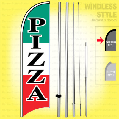 PIZZA - Windless Swooper Flag Kit 15' Tall Feather Banner Sign wb-h | eBay