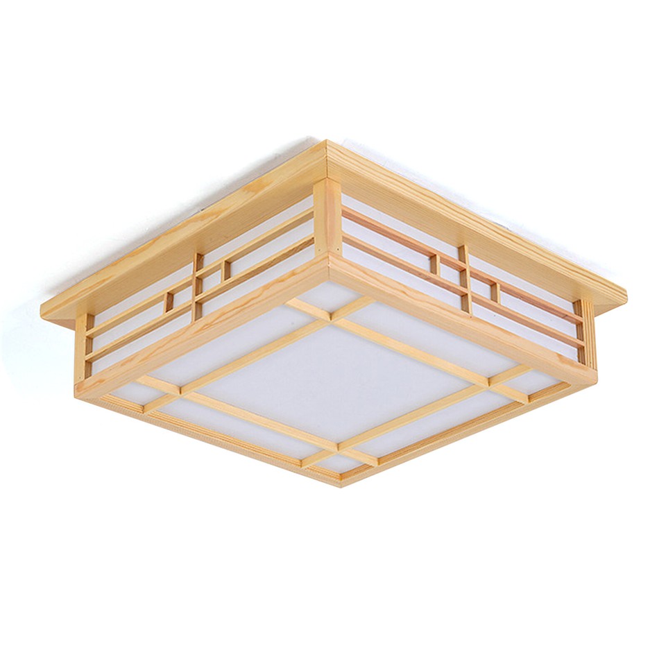 Modern LED Ceiling Light Wood Flush Mount Chandelier 45×45 cm Dimmable ...