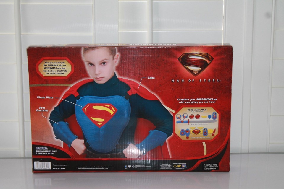 SUPERMAN, COSTUME CAPE , CHESTPLATE , GAUNTLETS NEW Man Of Steel Ages 4 ...