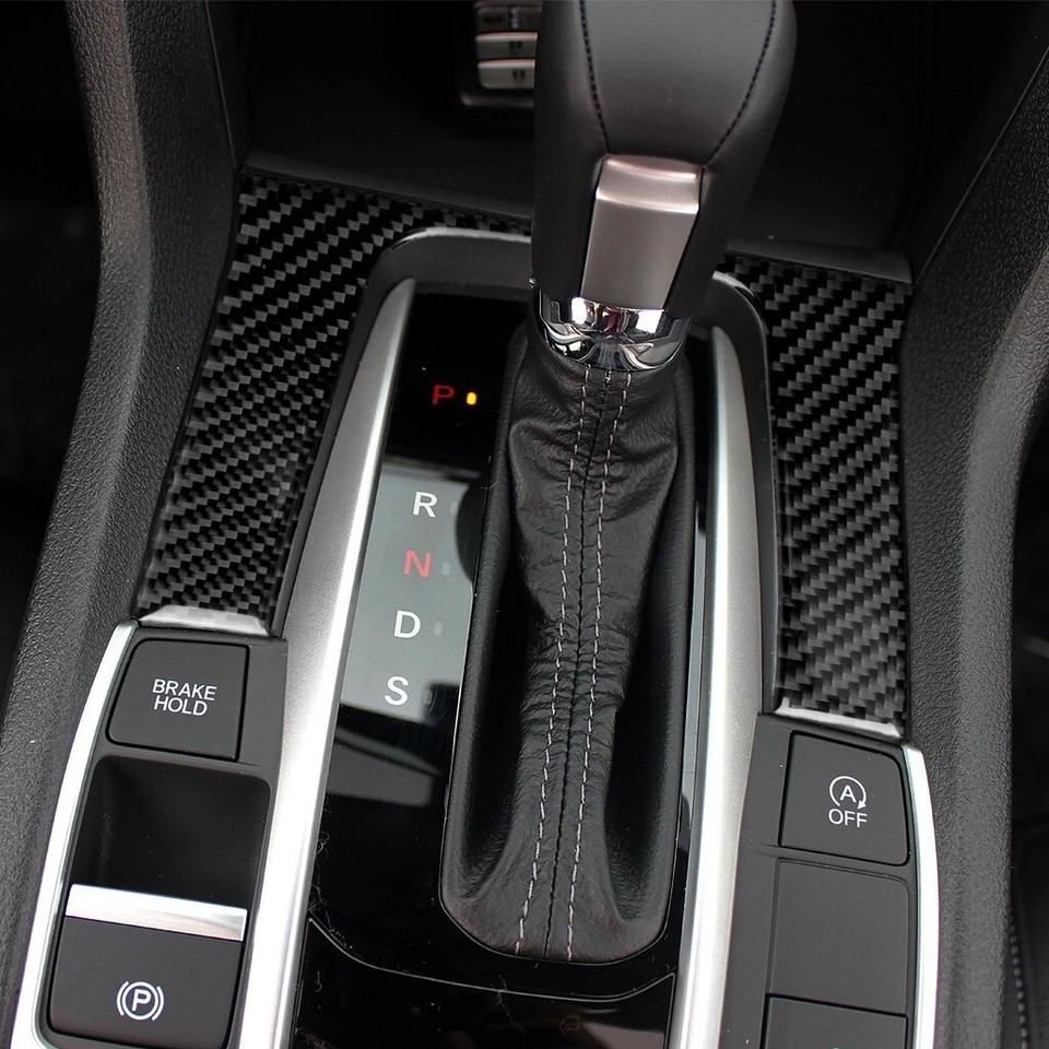 Real Carbon Fiber Console Gear Shift Panel Cover For Honda Civic 10th ...
