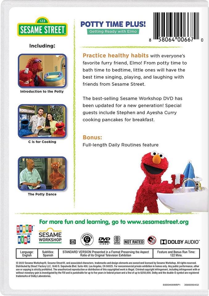 Sesame Street: Potty Time PLUS! Getting Ready with Elmo (DVD) Stephen ...