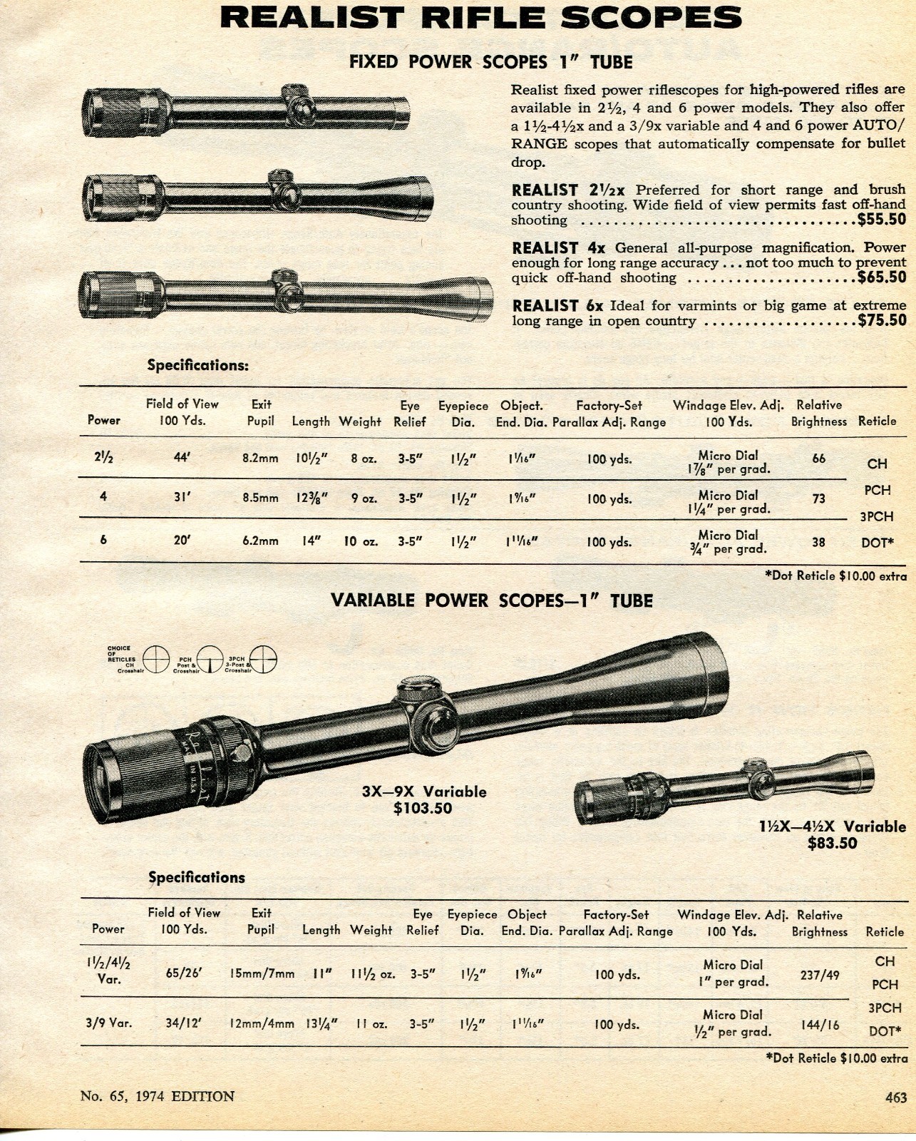 1974 Print Ad of Realist Fixed & Variable Power Rifle Scopes | eBay