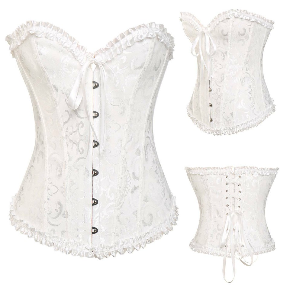 Womens Bustier Corset Brocade Burlesque Basque Fancy Dress Lingerie | eBay