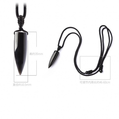 Natural Black Obsidian Bullet Point Pendant Healing Amulet Unisex Men ...