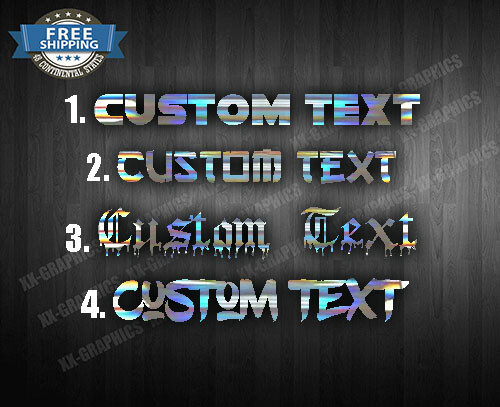 Custom Personalized Text Name Holographic Chrome Oil Slick Decal ...