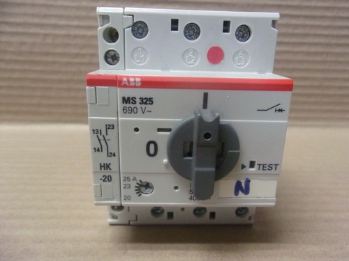 ABB MS 325 MS325 690v Manual Motor Starter 3 pole 25 amp auxilary ...