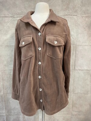 Weekends Everyday Women's Brown Button Front Shacket Shirt Jacket Size ...