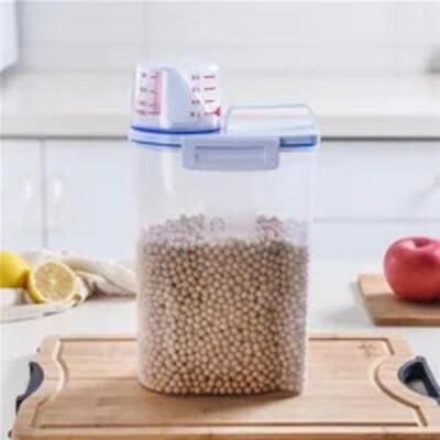 2kg Food Bucket Plastic Storage Tank with Measuring Cup Container | eBay